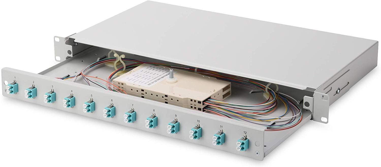 DIGITUS LWL splice box 12 LC couplings – OM3-1HE 19-inch – Multi-Mode ...
