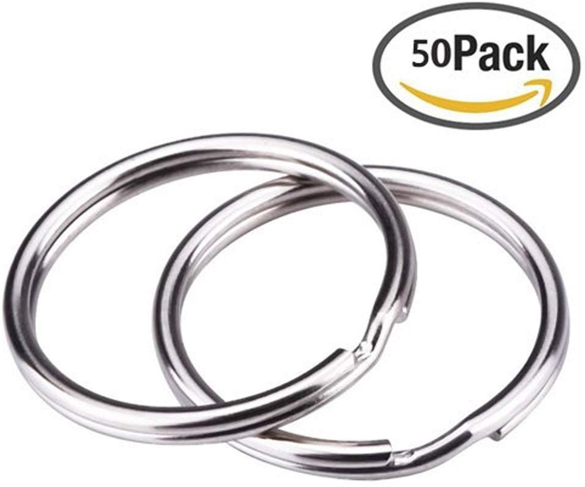 50 Pack (28mm)1.1″ Nickel Plated Split Large Keyring，keyrings,Round ...
