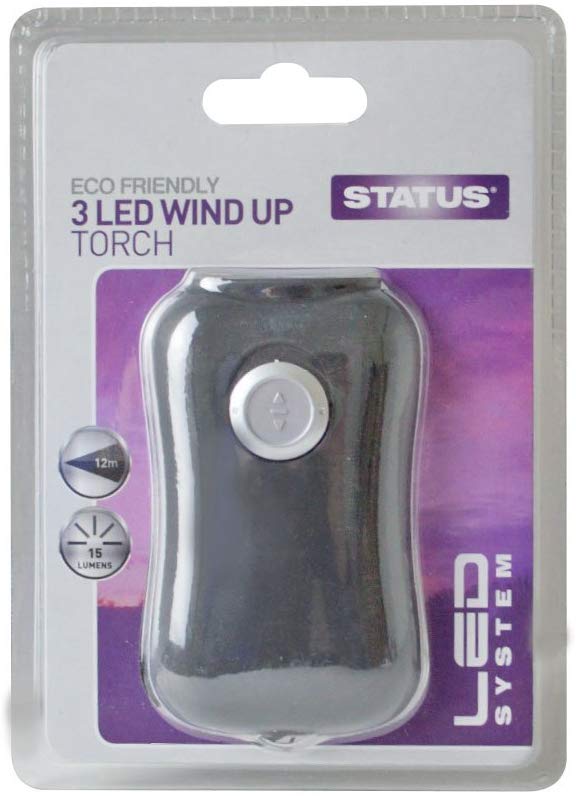Status 3 LED Wind Up Dynamo Torch, Black – BigaMart