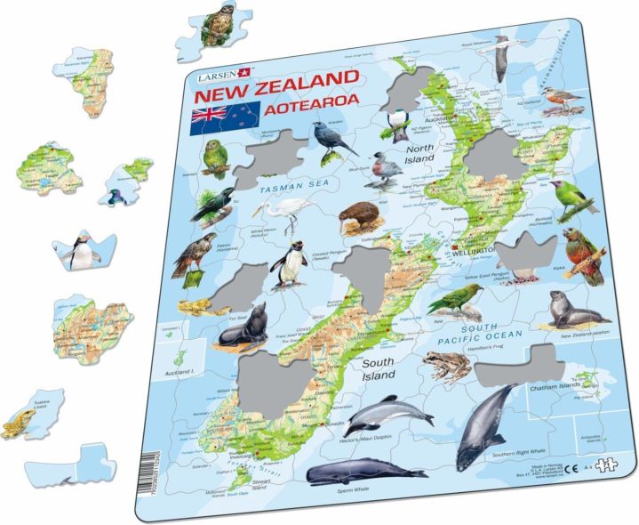 Larsen A4 New Zealand Physical Map, English Edition, 71 Piece Boxless ...