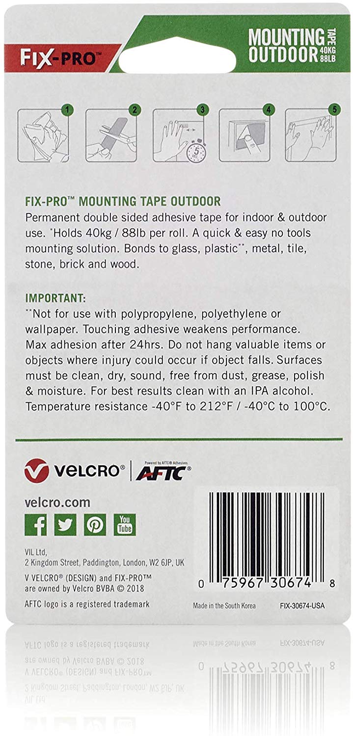 FIX-PRO® Mounting Tape Outdoor 2m x 25mm. Clear – BigaMart