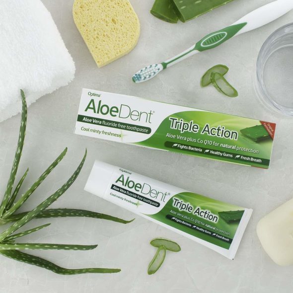 Aloedent Triple Action Aloe Vera Fluoride Free Toothpaste – 3 x 100 ml ...