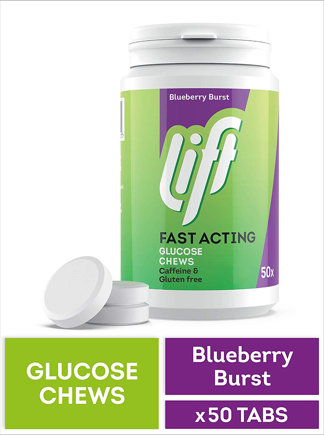 Lift | Fast-Acting Glucose Chewable Energy Tablets | Blueberry | 6 Pack ...