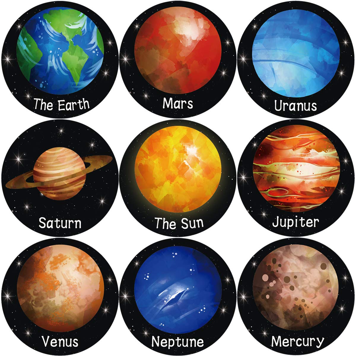 Fancy Land Solar System Stickers Realistic Planet Outer Space 200Pcs ...