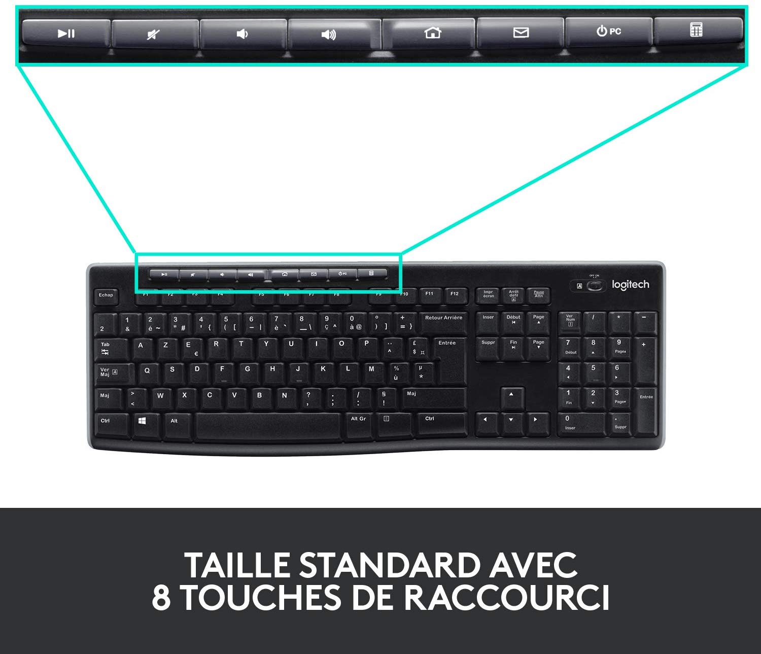 Logitech MK270 Wireless Keyboard and Mouse Combo, AZERTY French Layout ...