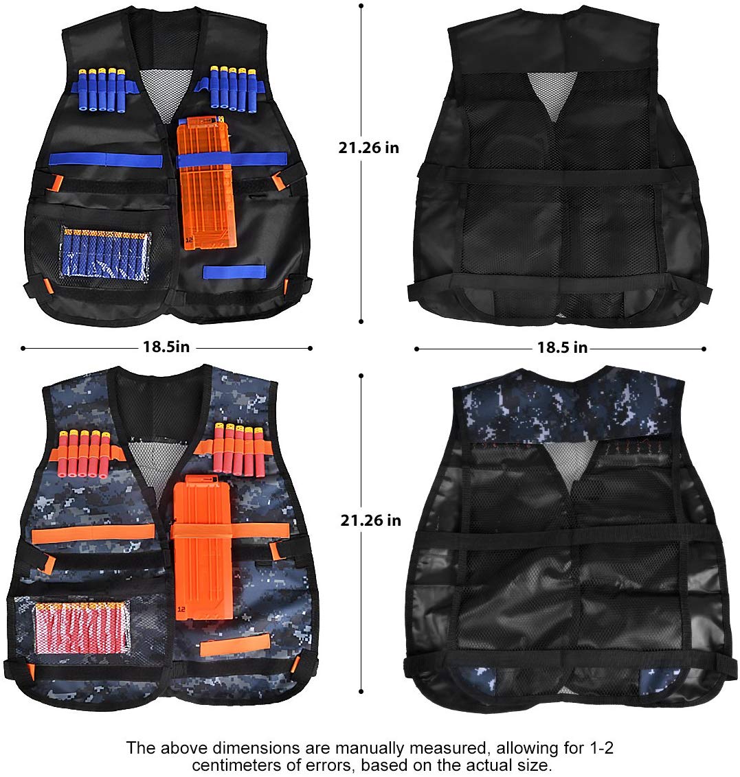 LOYO Kids Tactical Vest, 92 Pieces 2 Team Sets Adjustable Tactical Vest ...