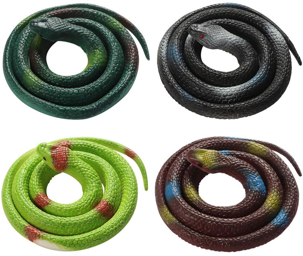 Bolonbi FRIUSATE 4 Pieces Toy Snakes, 30 Inch Rubber Snake Fake Snake ...