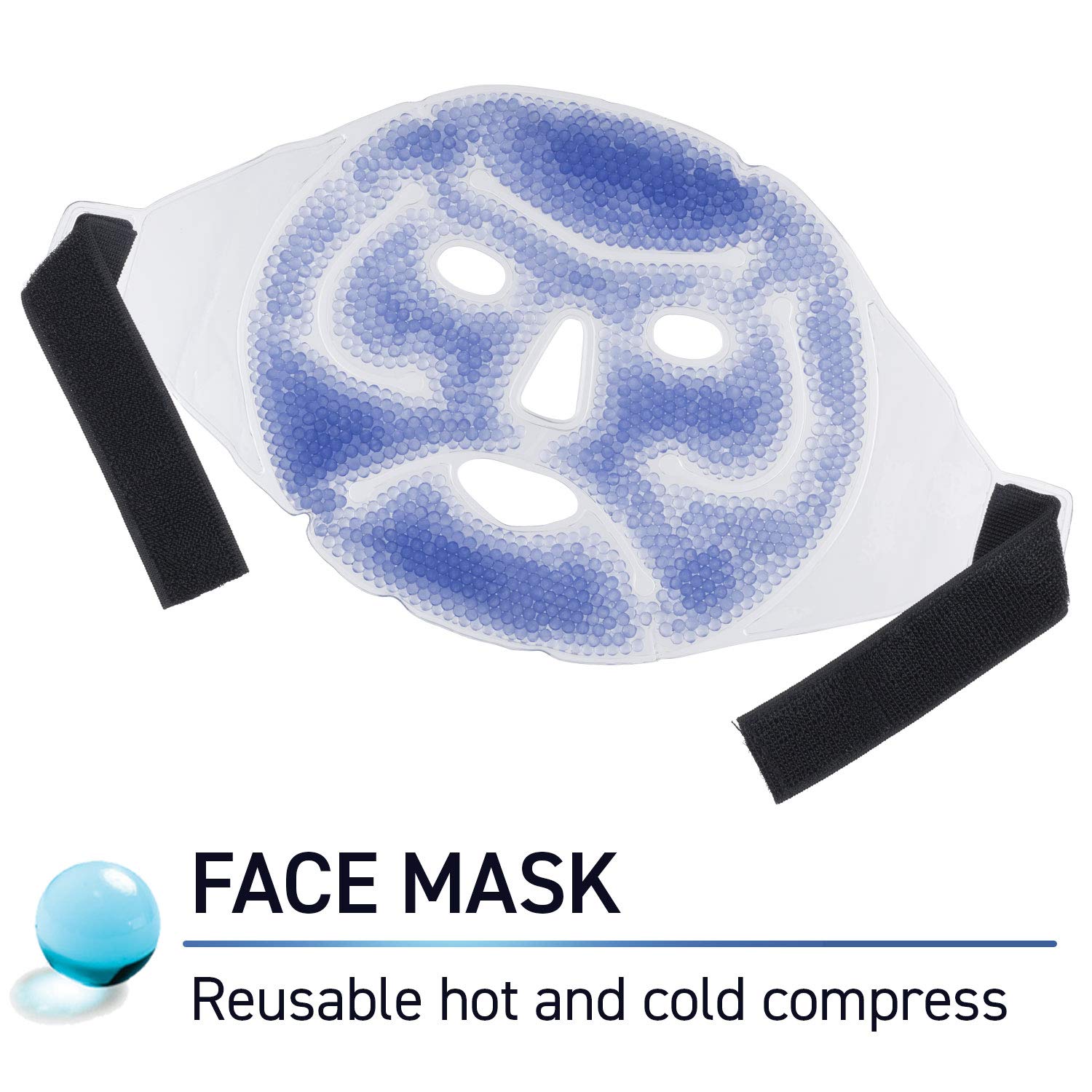 TheraPearl Full Face Reusable Mask, Hot and Cold Therapy with Gel Beads ...