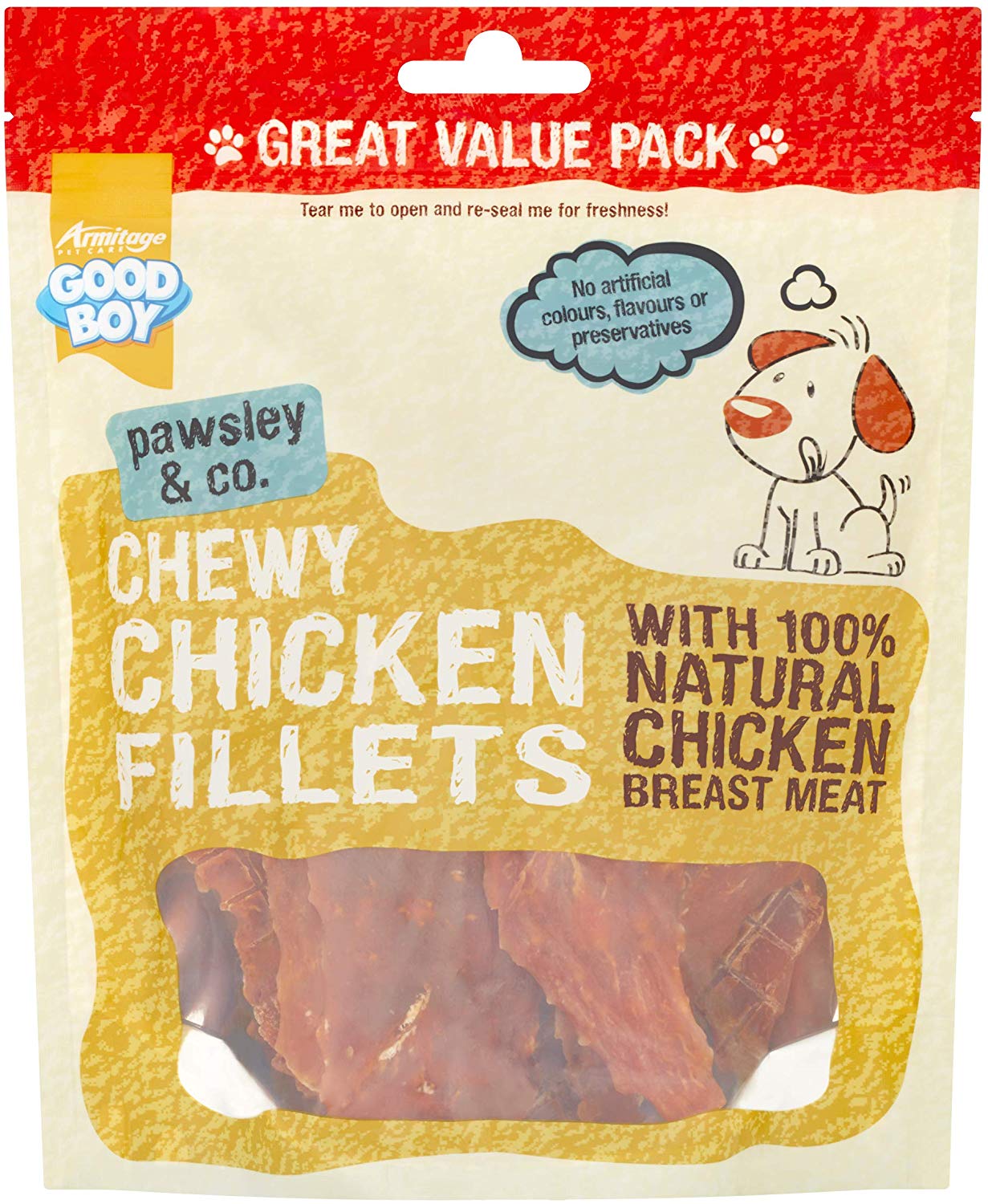 Armitage Good Boy Pawsley and Co Chewy Chicken Fillets 320g, brown ...