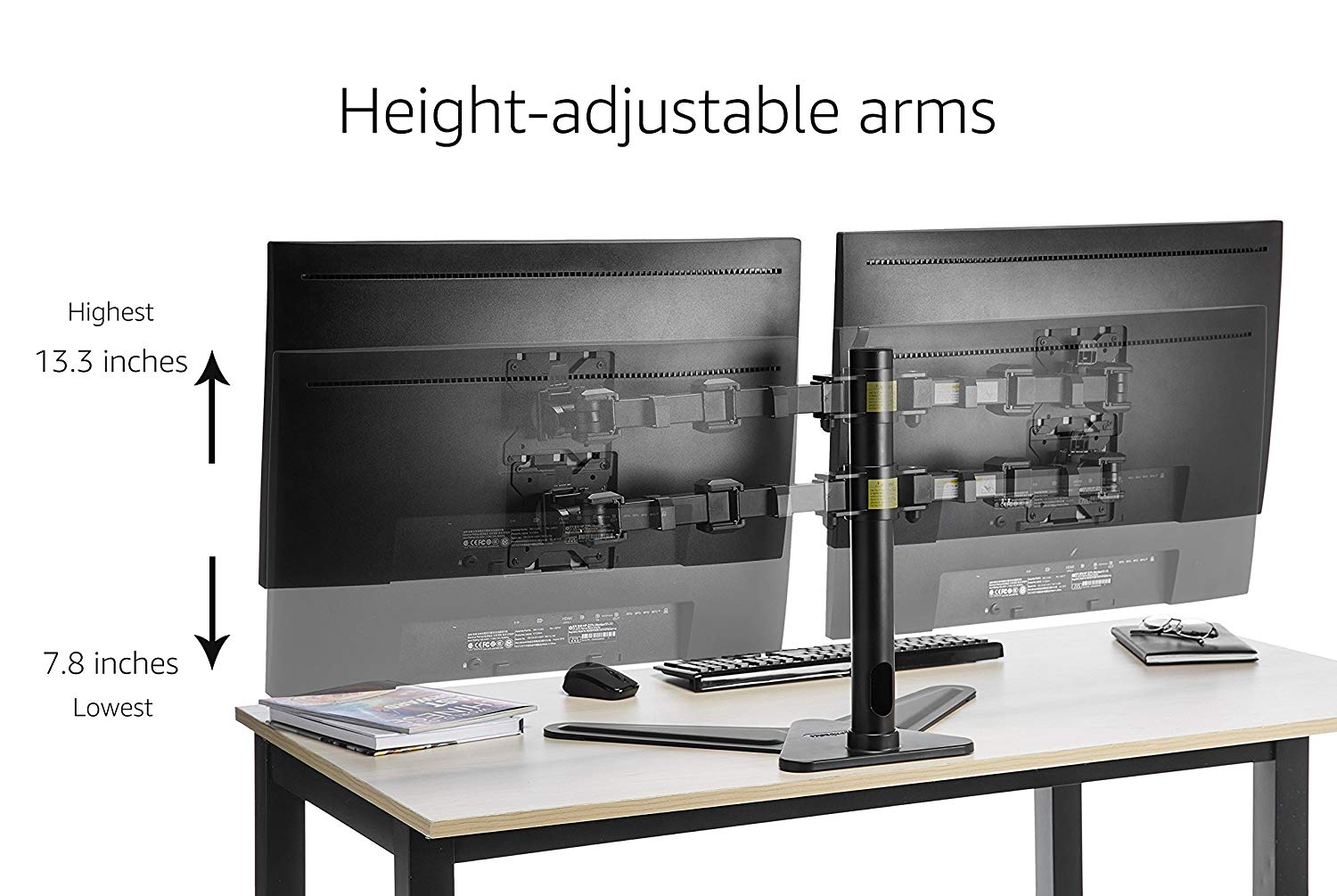 Amazon Basics Dual LCD Monitor Stand, Free Standing Mount, Steel – BigaMart