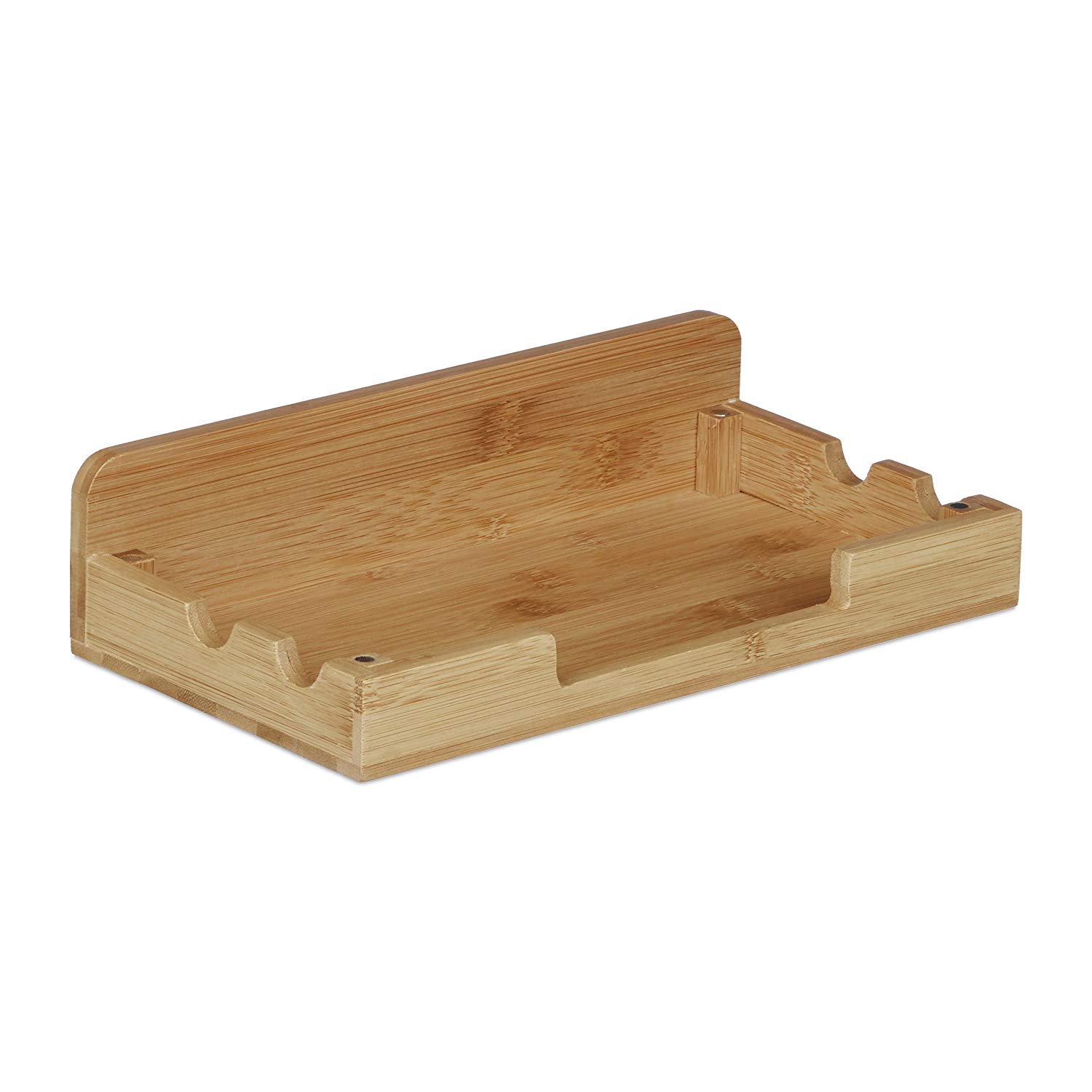 Relaxdays Bamboo Docking Station, Holder Dock, 3 Shelves, Smartphone ...