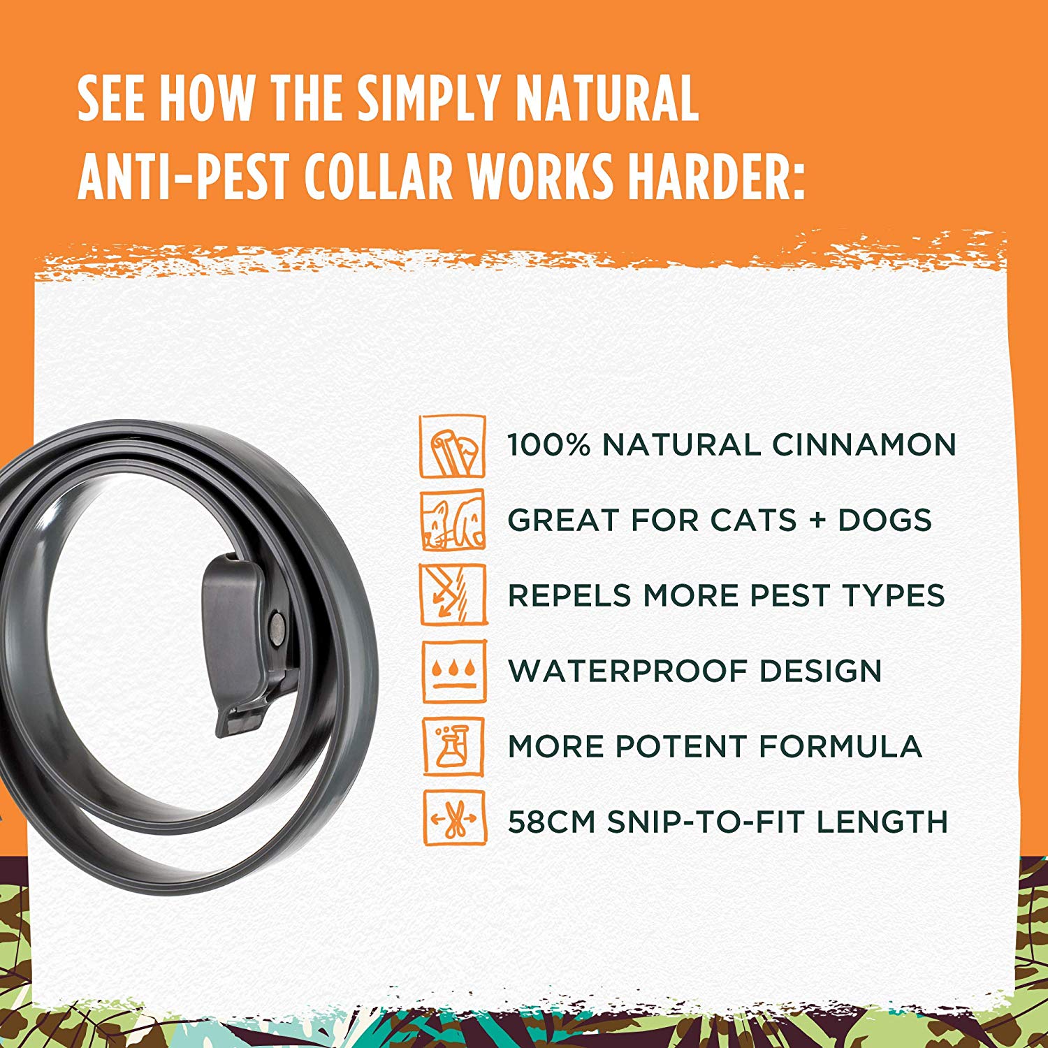 Anti Flea and Tick Collar by Simply Natural – 58cm All Natural Cinnamon ...