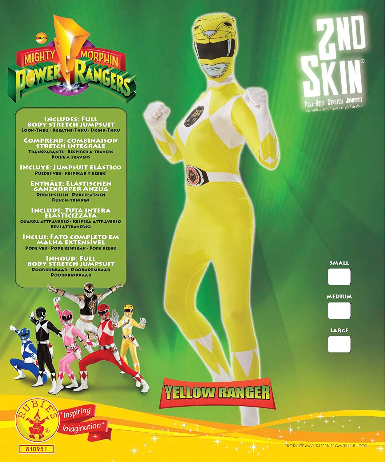Rubie’s Official Yellow Power Ranger Ladies Fancy Dress Rangers ...