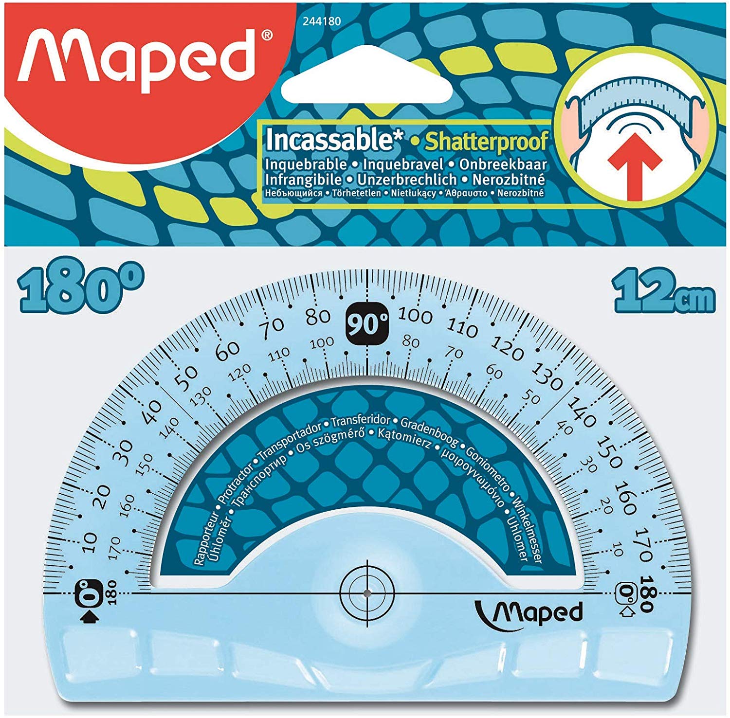 Maped Unbreakable Ergonomic Protractor, Optimized Locating – 180°/12 cm ...