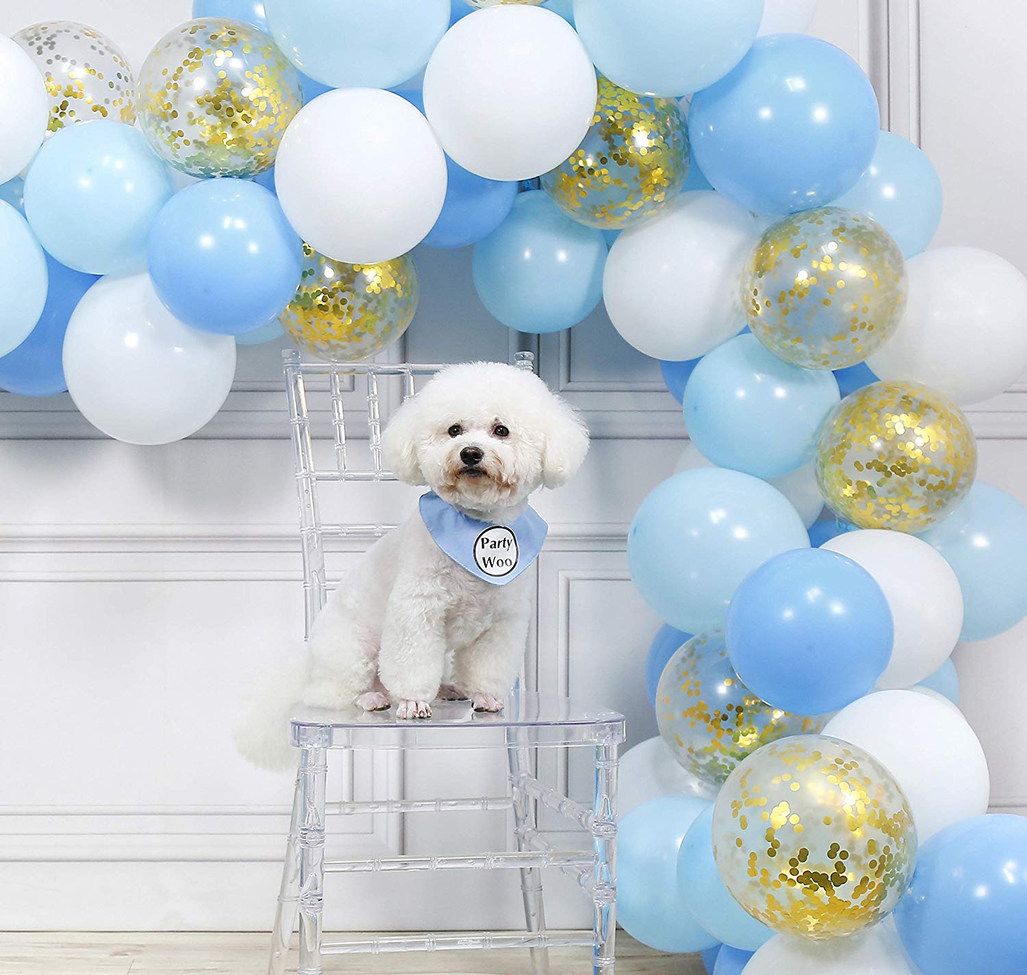 PartyWoo Blue and White Balloons 70 pcs 12 Inch Sky Blue Balloons Baby Blue Balloons White ...