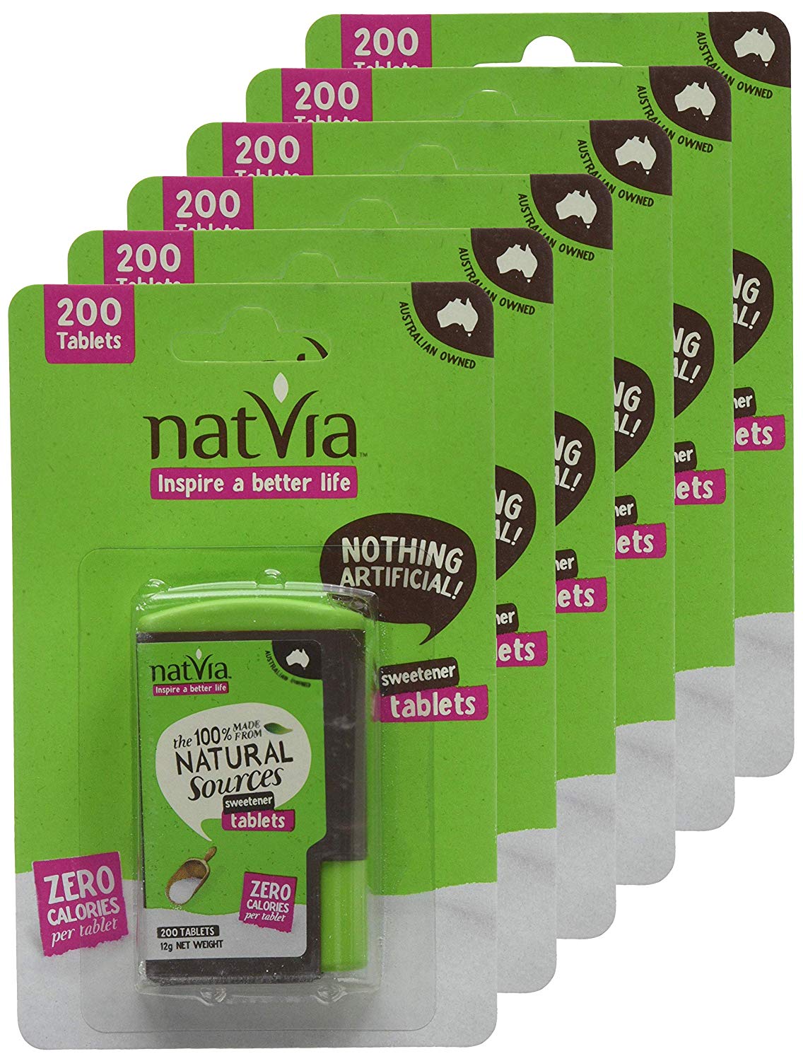 100% Sugar Free Natvia Sweetener Tablets Dispenser Pack, 200 Tablets ...