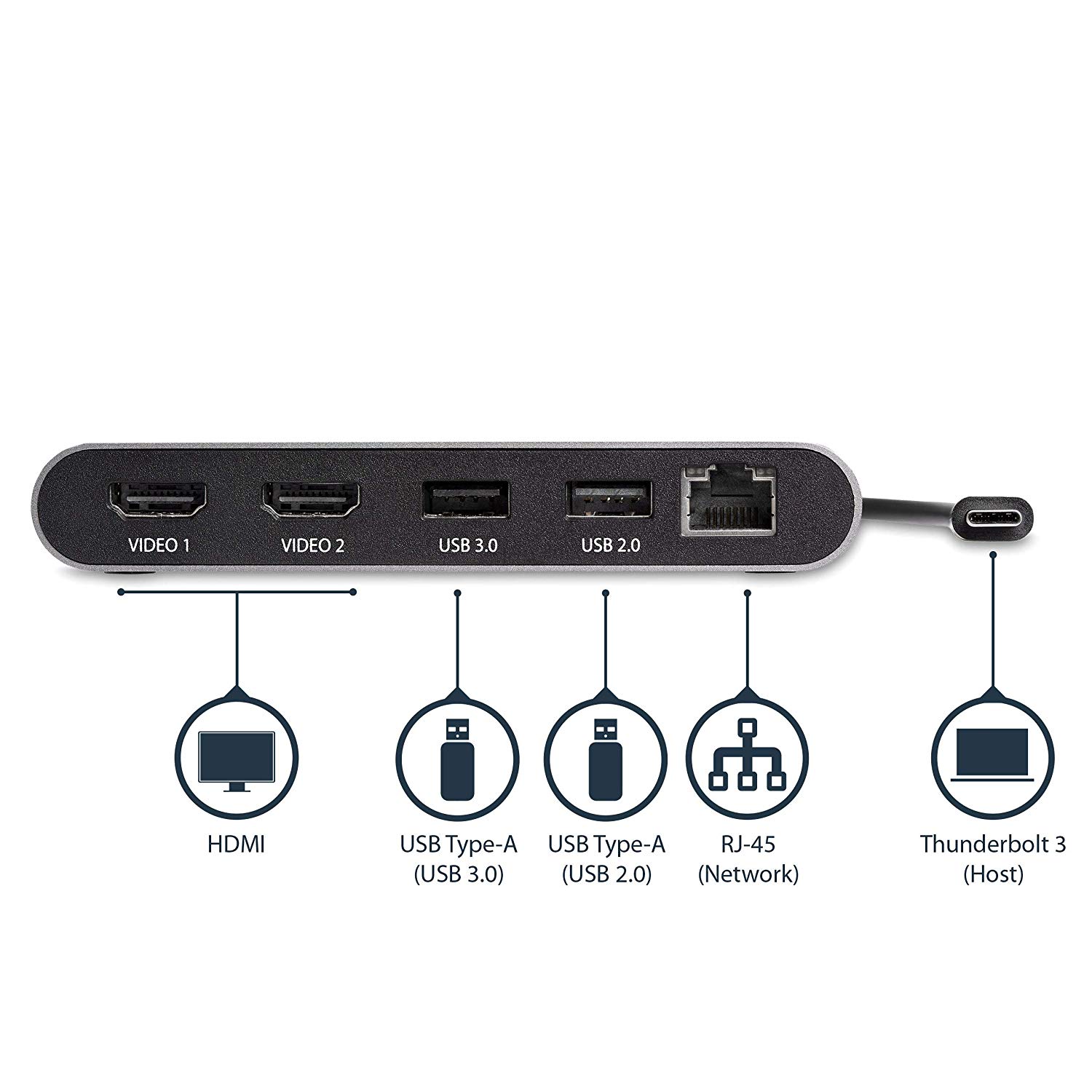 StarTech TB3DKM2HD Thunderbolt 3 Dock Mini Dual HDMI Laptop Docking ...