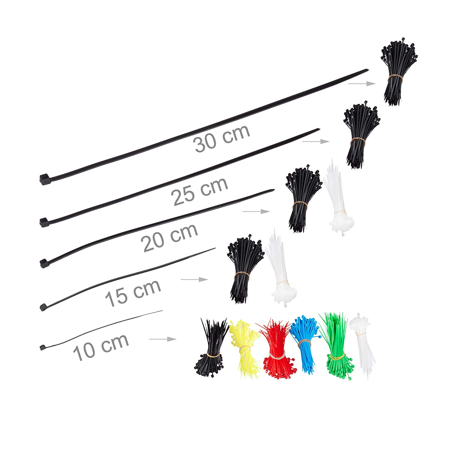 Relaxdays Set of 1000 Cable Ties, Practical Box, Long, Bundles ...