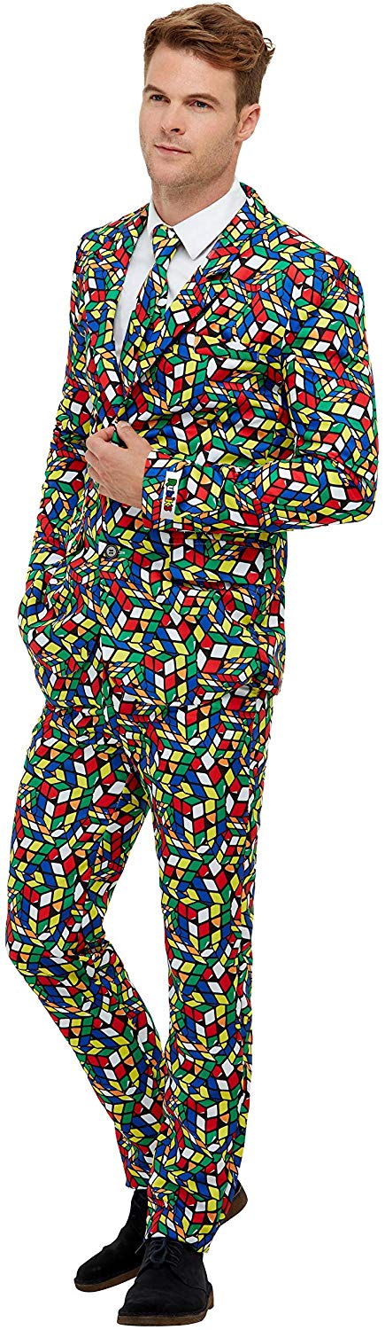 Smiffys 40389L Officially Licensed Rubik’s Cube Suit, Men, Multi-Colour ...