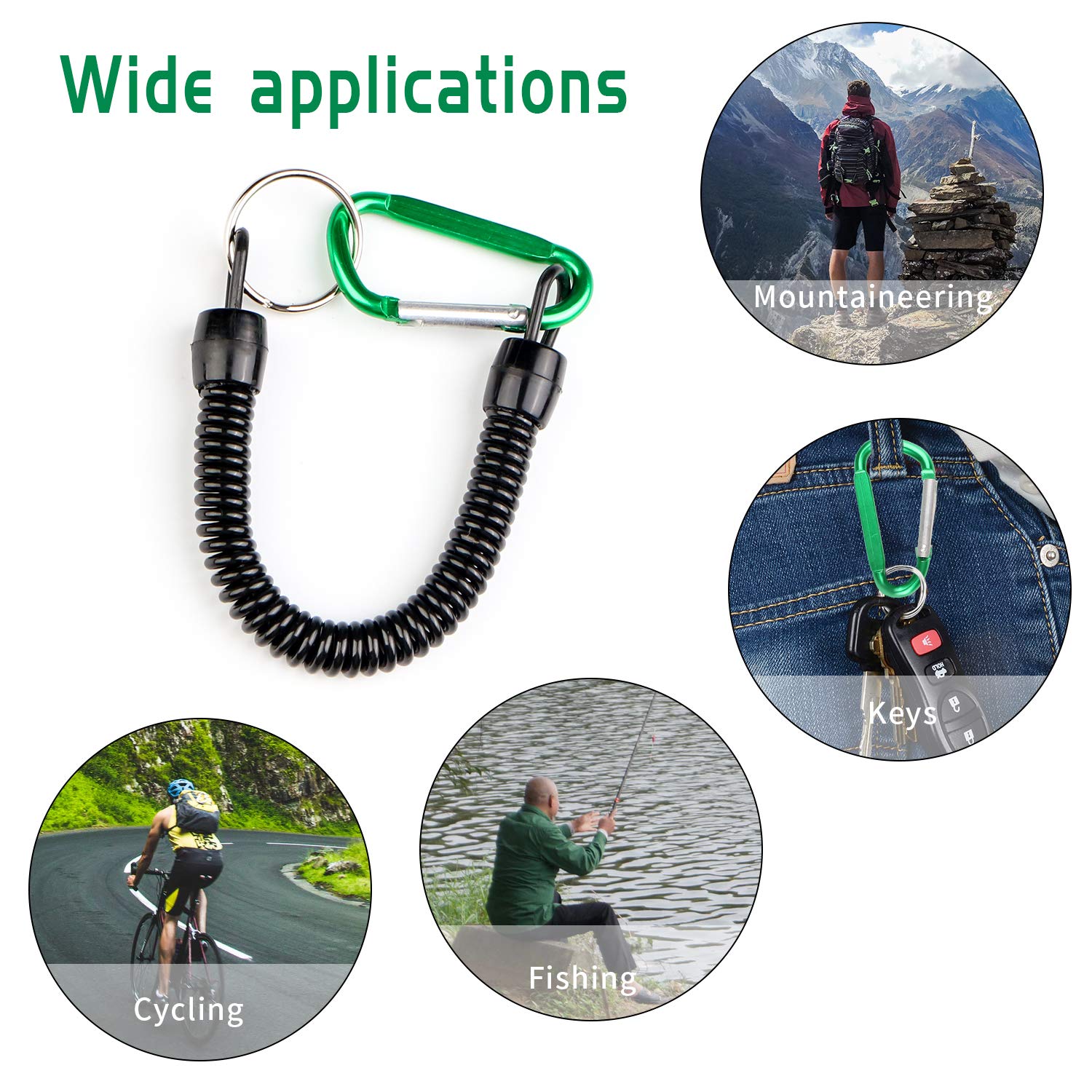 Auranso Stretchy Keyring 5 Pcs Spiral Keychain Safety Spring Key Holder ...