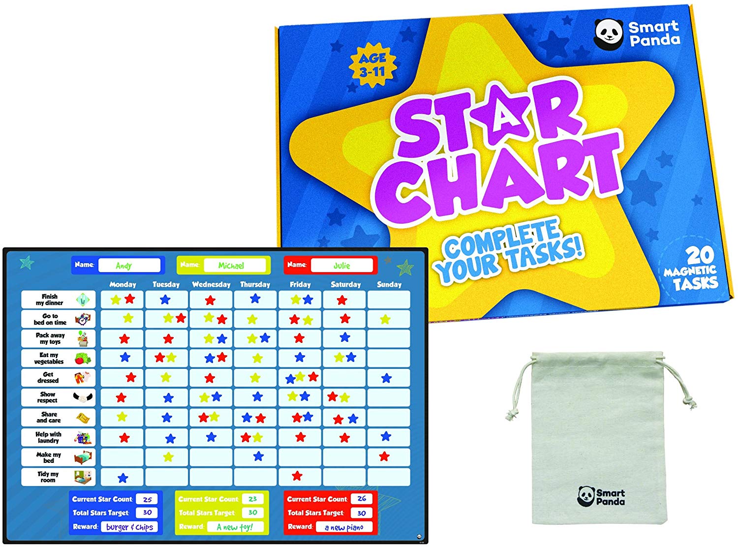 Reward Chart for Children by SmartPanda – Magnetic Star Chart Inspires ...