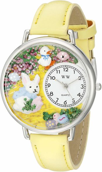 Whimsical Watches Easter Bunny Yellow Leather and Silvertone Unisex ...