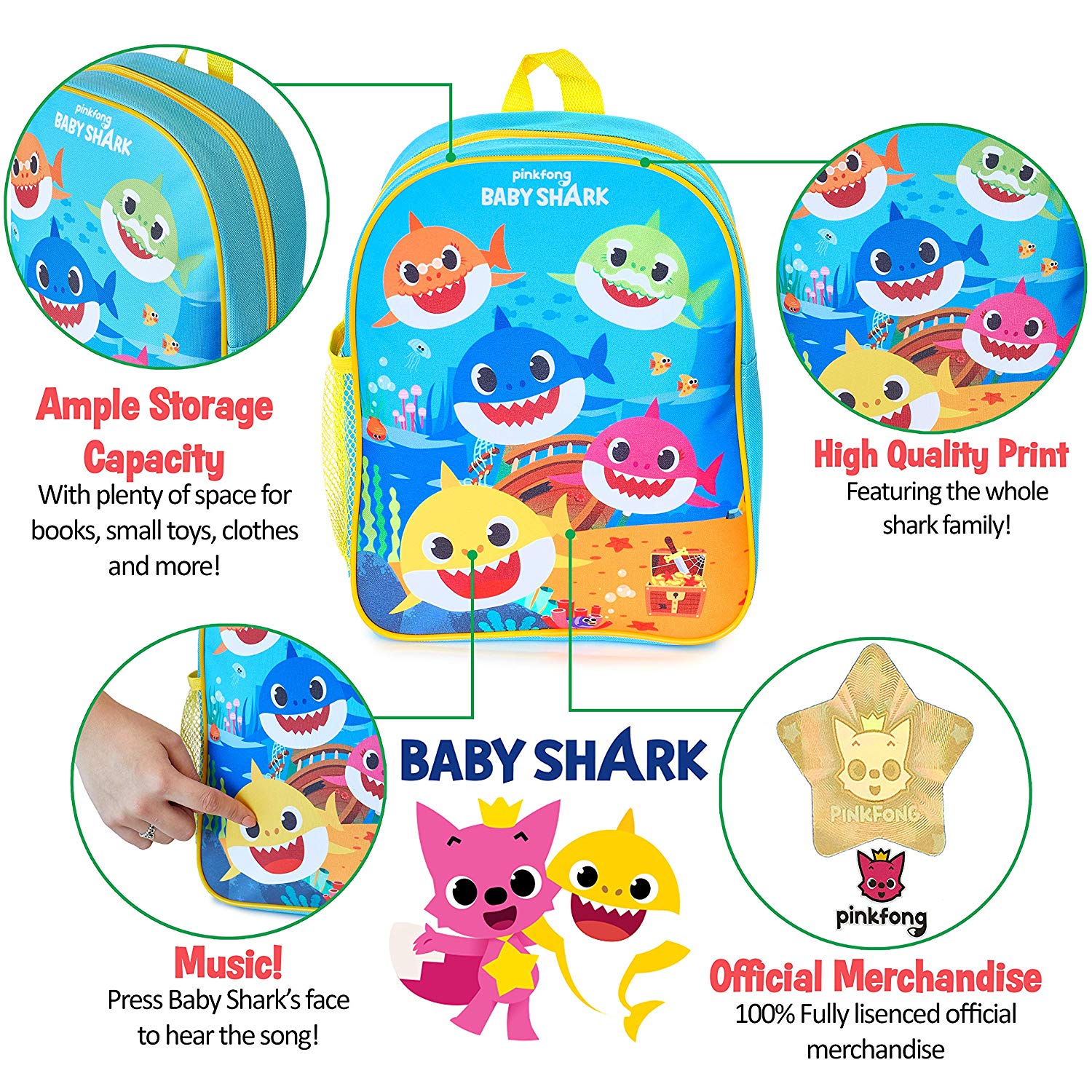 Pinkfong Baby Shark Toddler Backpack with Music | Fun Musical Backpack ...