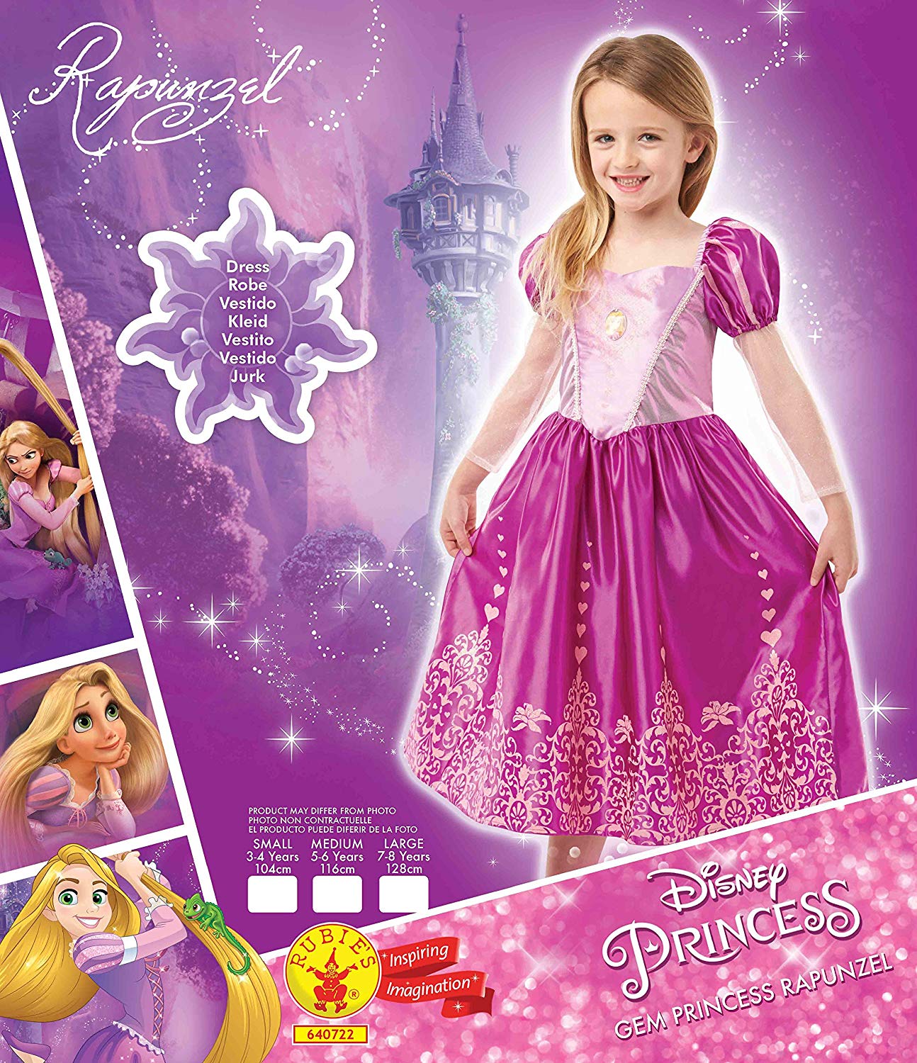 Rubie’s 640722S Official Disney Princess Rapunzel Gem Costume, Girls ...