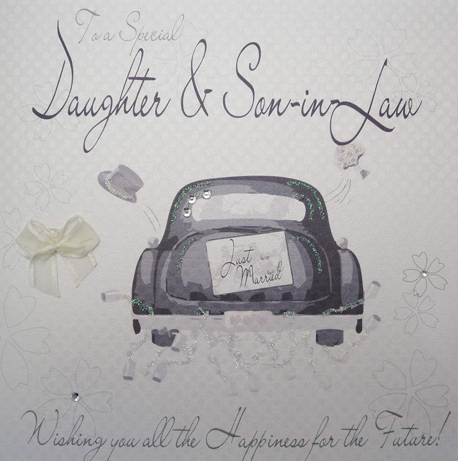 WHITE COTTON CARDS Daughter & Son-in-Law Handmade Wedding Card, BD35 ...