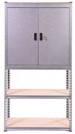 Globel Heavy Duty Half Cupboard 5 Tier Shelving Unit Racking, Lockable ...