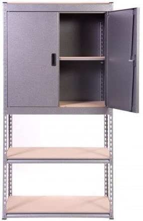 Globel Heavy Duty Half Cupboard 5 Tier Shelving Unit Racking, Lockable ...