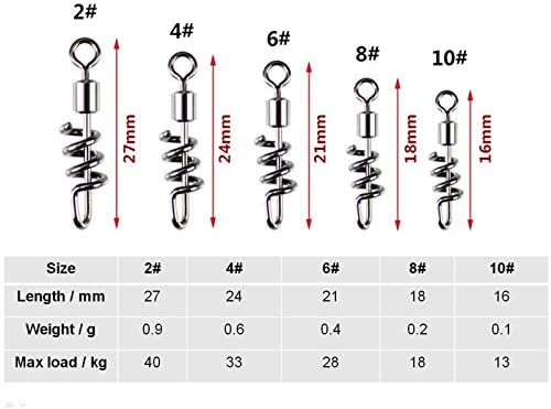 Pack of 20 Fishing Corkscrew swivel Stainless steel Fishing Snap Swivel ...