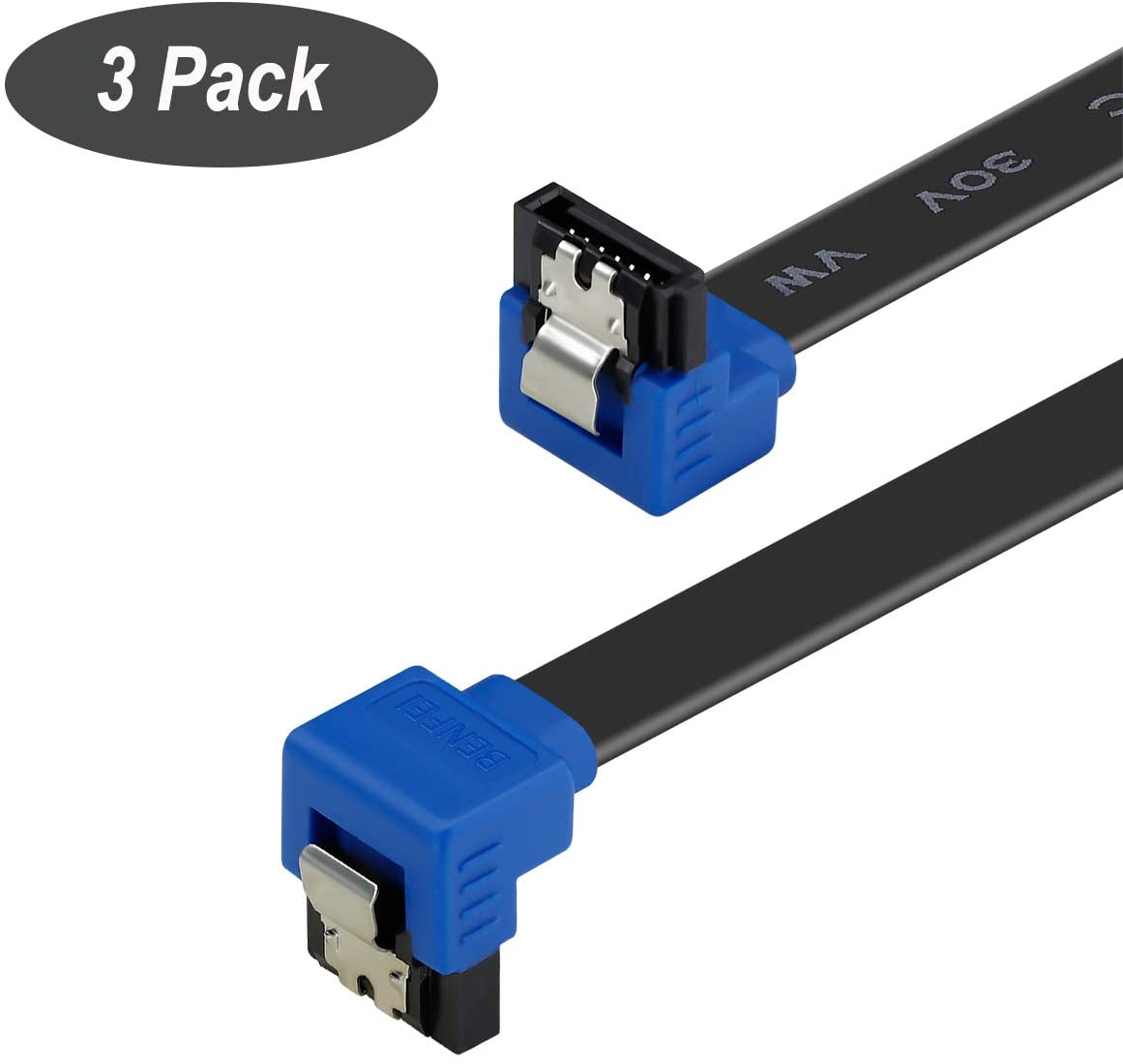 SATA Cable III, Benfei 3 Pack SATA Cable III 6Gbps 90 Degree Right ...