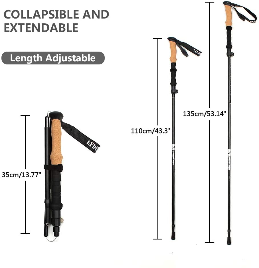 Collapsible Tri-fold Trekking Pole / Hiking Poles – Adjustable ...
