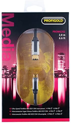 Profigold Ultra Speed 4 Pin to 6 Pin Firewire 400 Interconnect Cable ...