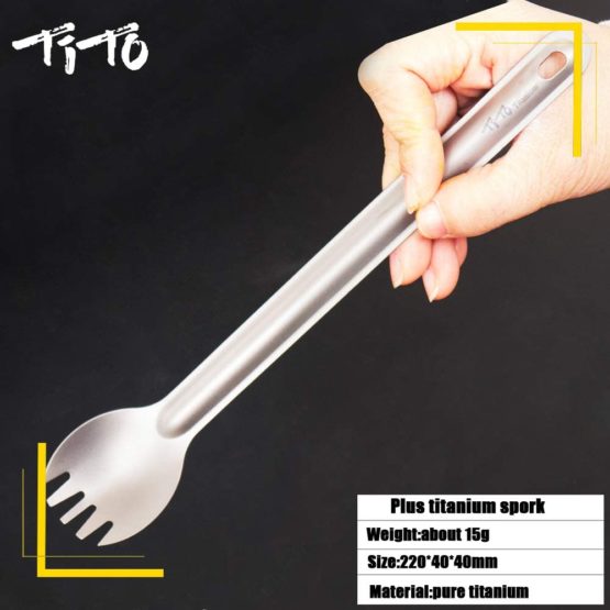 TiTo Titanium Spork Spoon Ultralight Portabale Long Handle Flatware for ...