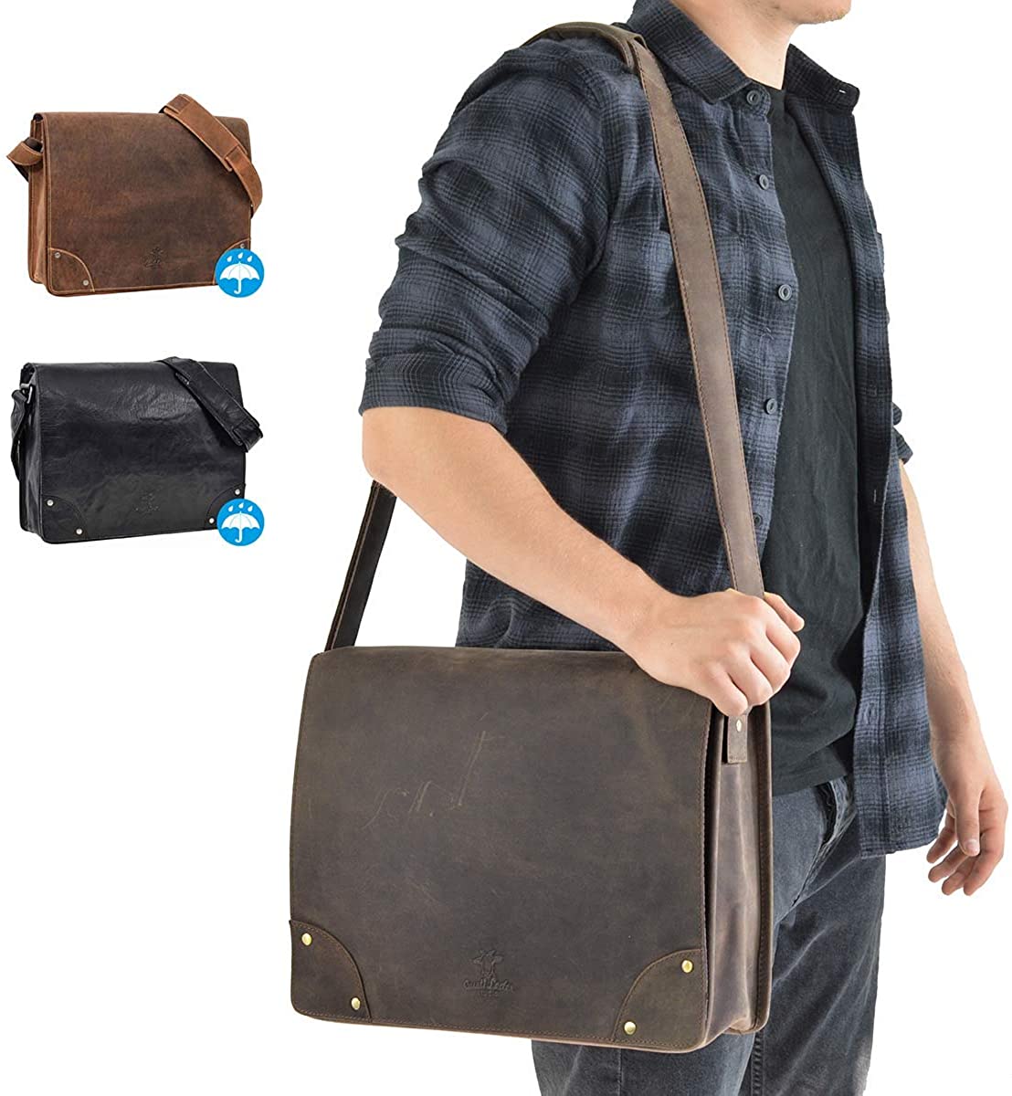 Gusti Leder studio”Allan” Genuine Leather Vintage Messenger Bag Handbag ...