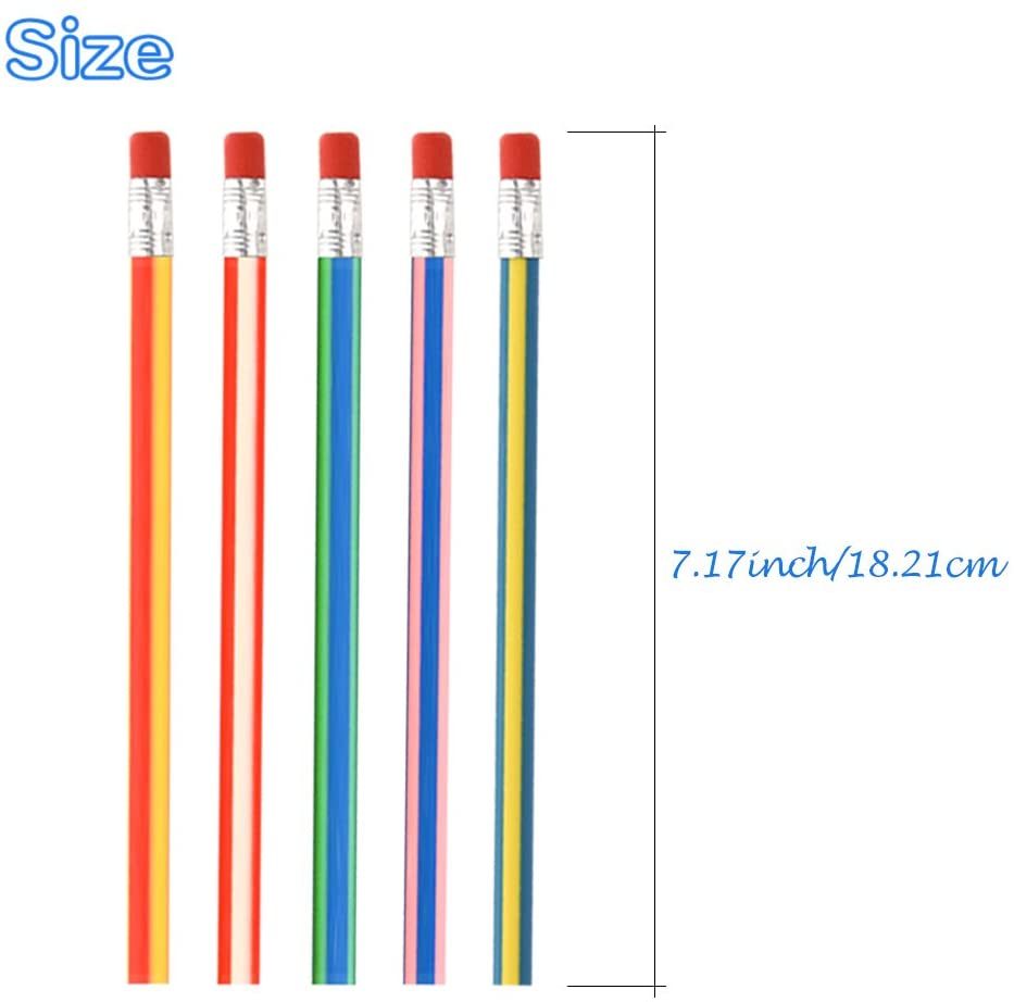 FEPITO 20 Pcs Soft Flexible Bendy Pencils Eraser Magic Bend Toys School ...