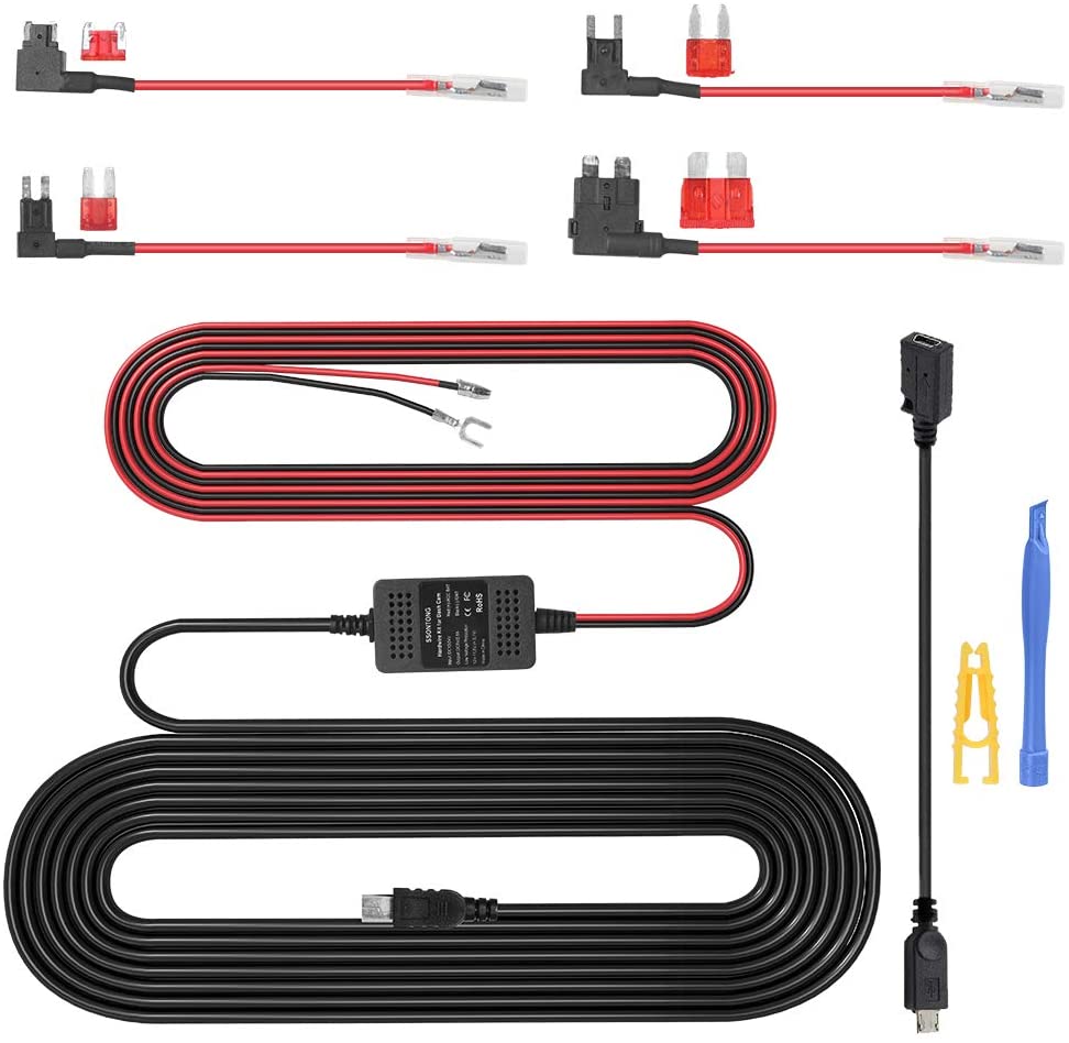 Dash Cam Hardwire Kit, Mini USB Port to Micro Port Power Cable Adapter ...