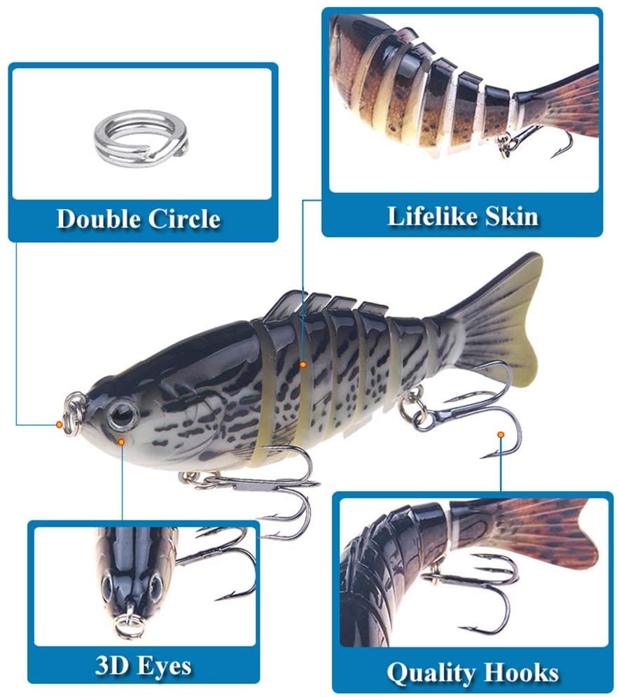 AISPARKY 6 Pieces Fishing Lures Bass Lures set, Pike lures with ...