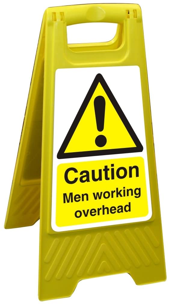 Seco Caution Men Working Overhead Floor Standing Sign, 300mm x 600mm ...