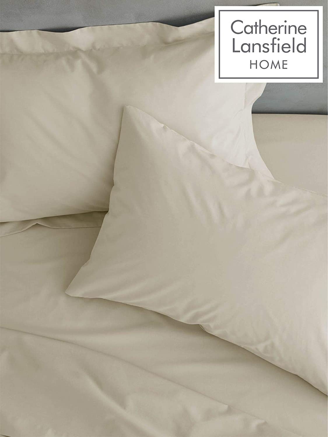 Catherine Lansfield Easy Iron Percale King Platform Valance Sheet Cream ...