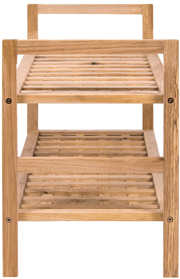 Home Vida 2 Tier Criss Cross Wood Storage Organiser Shoe Stand Rack ...