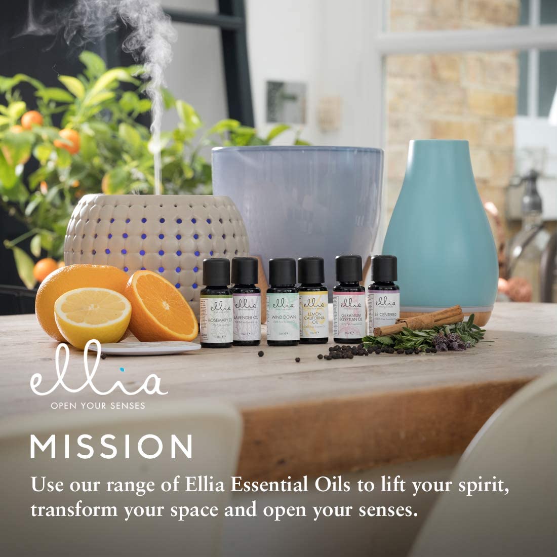 Ellia Aroma Diffuser Wind Down Essential Oil Mix – Blend of Lavender, Vetiver + Clary Sage, Pure ...