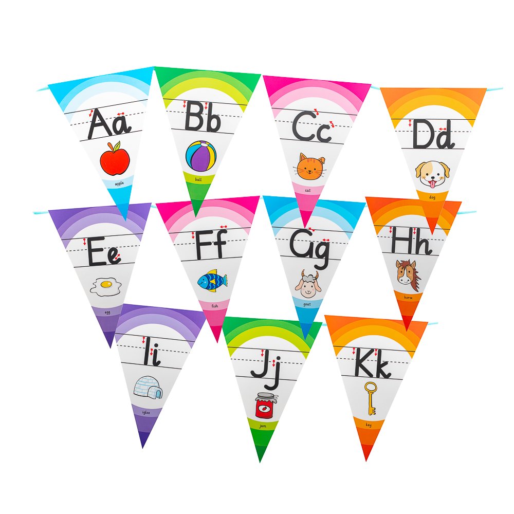 C.S. Kids Double-sided Alphabet Bunting Banner, A-Z, Educational ...