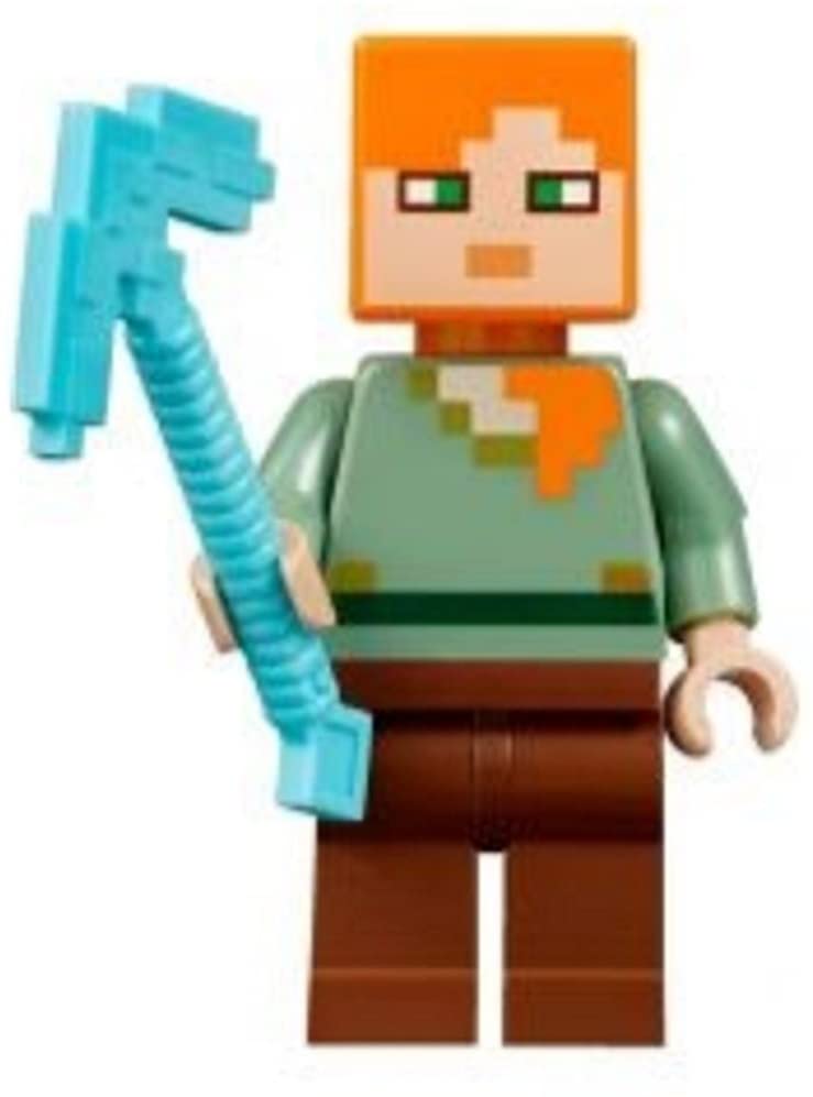 Female girl woman Minecraft Alex Lego Minifigure with diamond pick axe ...