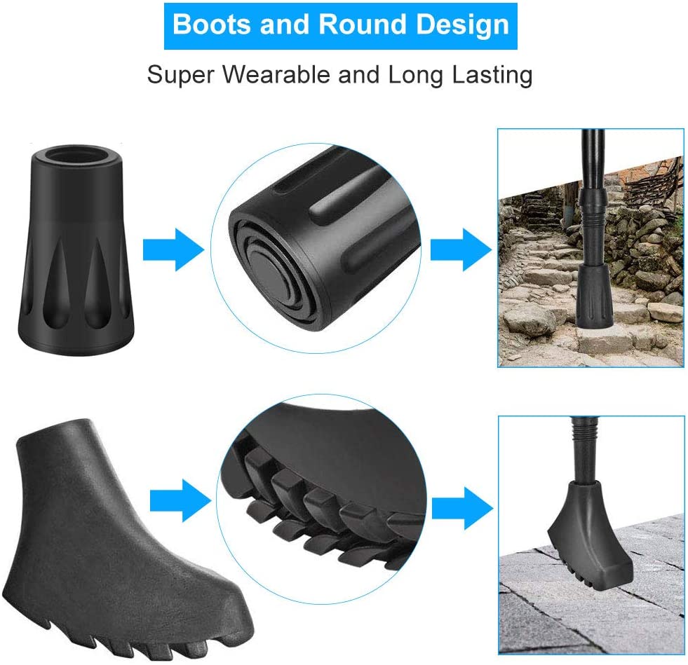 BUZIFU 10 Pack Walking Stick Rubber Tips Walking Stick Caps Rubber Tips ...