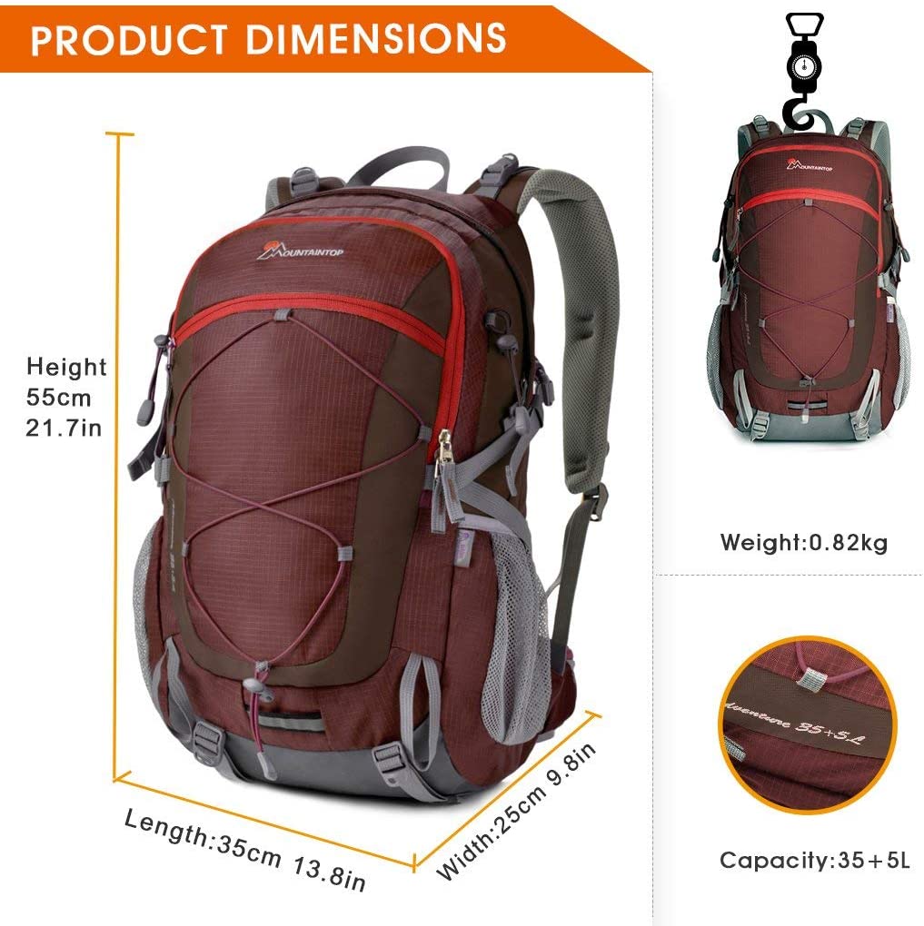 MOUNTAINTOP Hiking Backpack 40L Water Resistent Trekking Rucksack for ...
