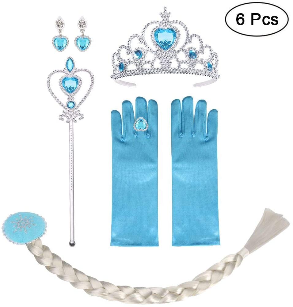 Vicloon Elsa Dress Up Accessories Set Tiara, 6 Pcs Princess Dress-up ...