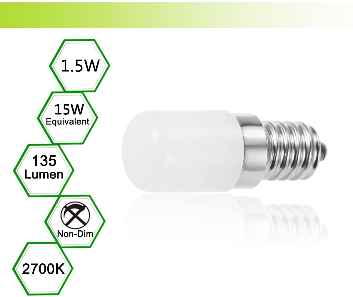 LOHAS E14 LED Cooker Hood Bulbs, 1.5W SES Fridge LED Light Bulbs, 2700K ...